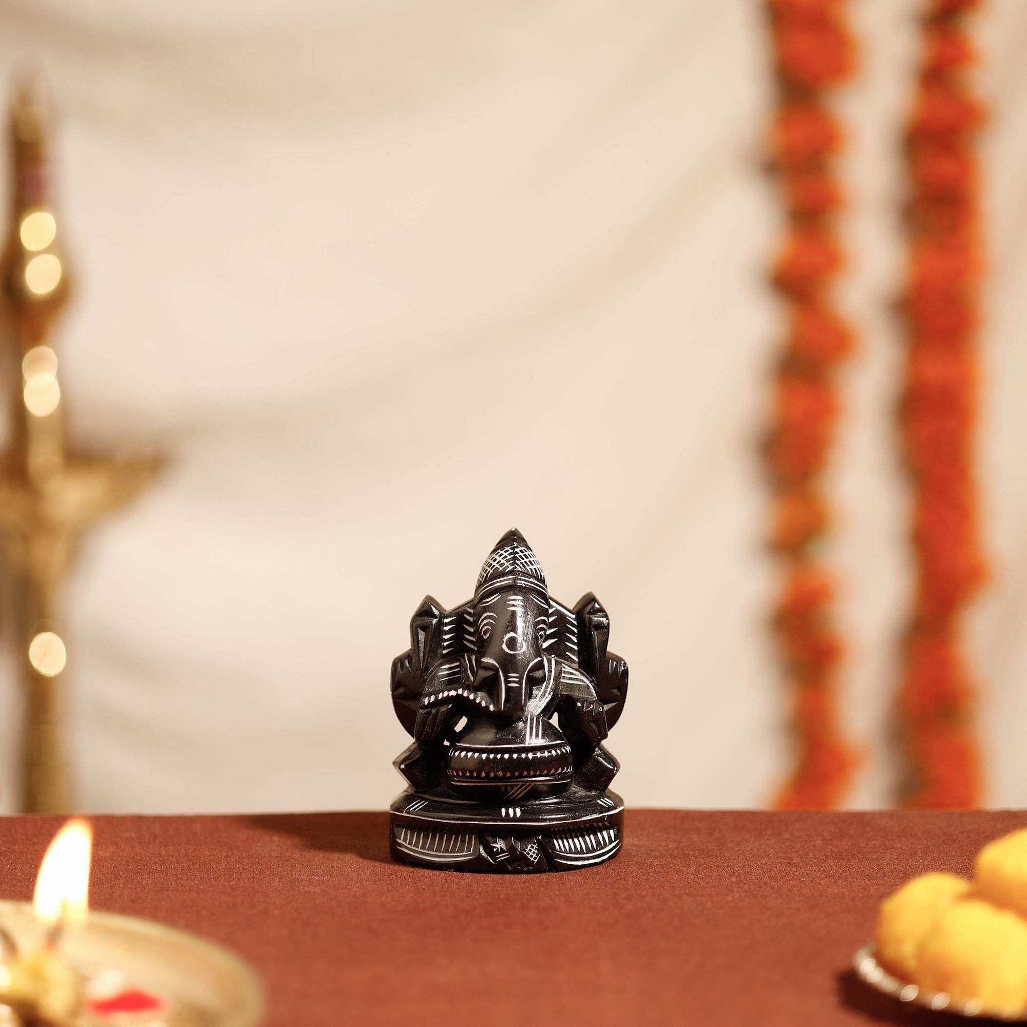 Mahabalipuram Stone Carving Chaturbhuja Lord Ganesha Idol