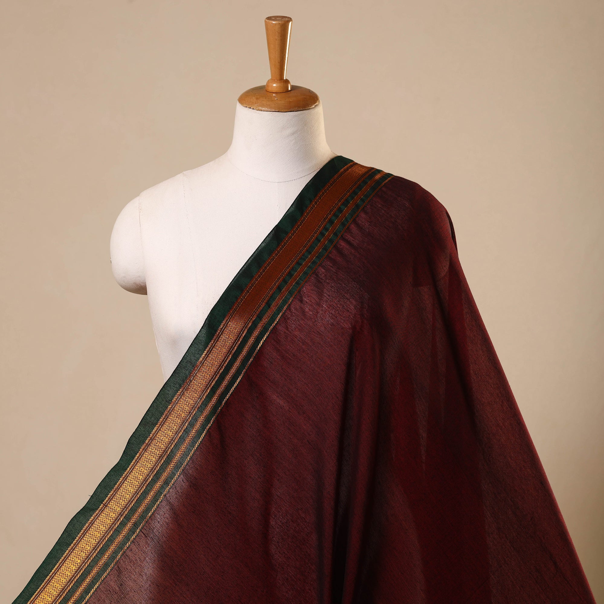 Maroon Mercerised Cotton Dharwad Fabric