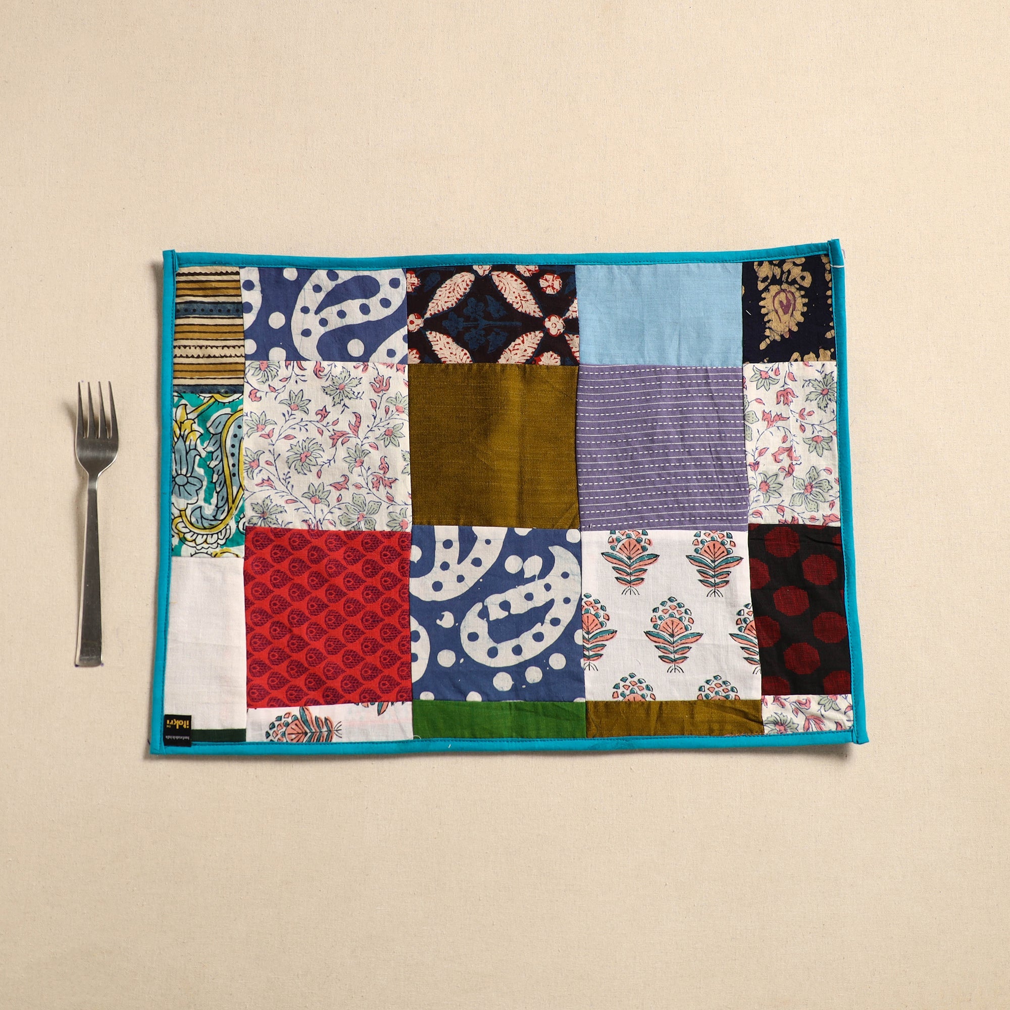 Multicolor Handcrafted Cotton Patchwork Table Mat