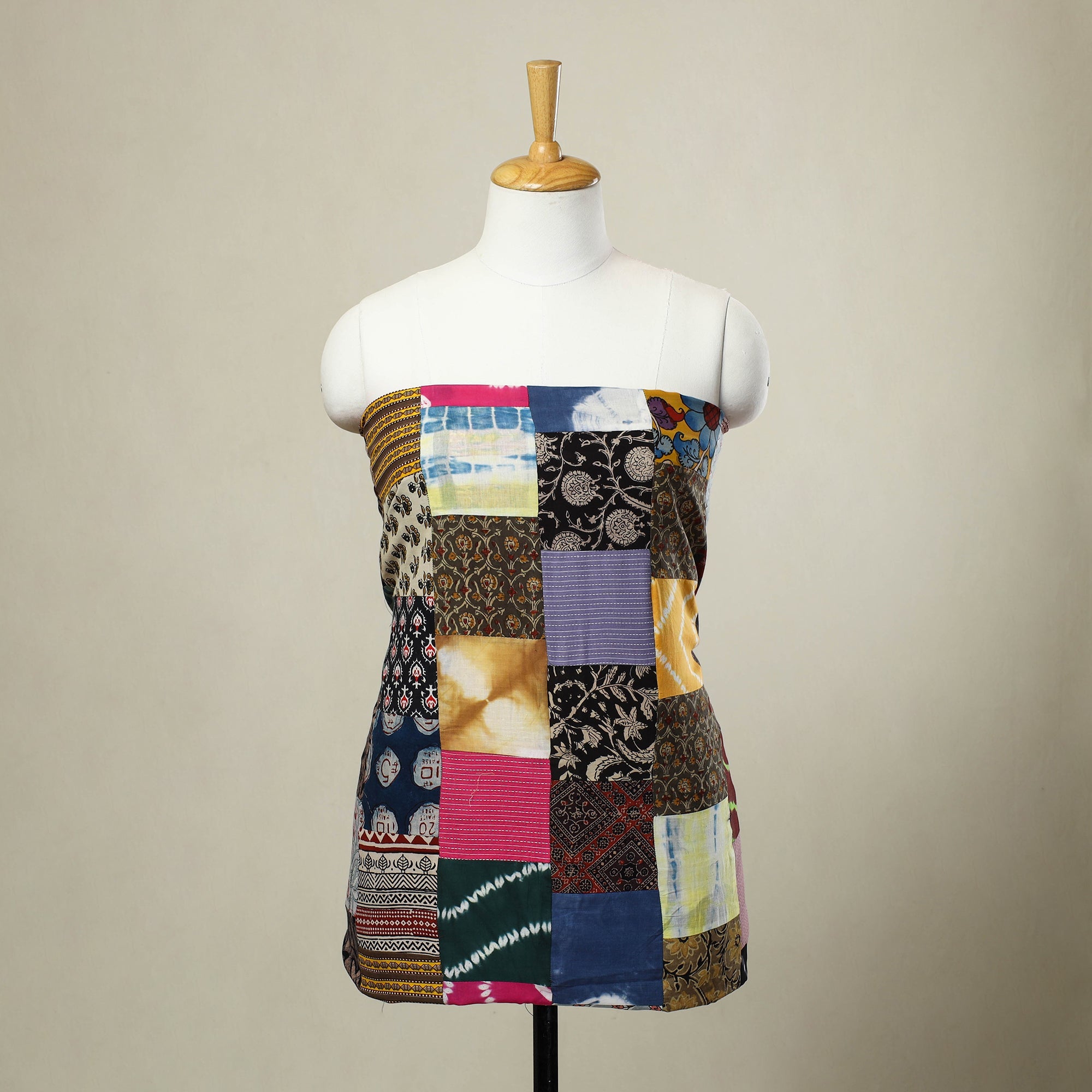 Multicolor Handcrafted Patchwork Cotton Kurta Material