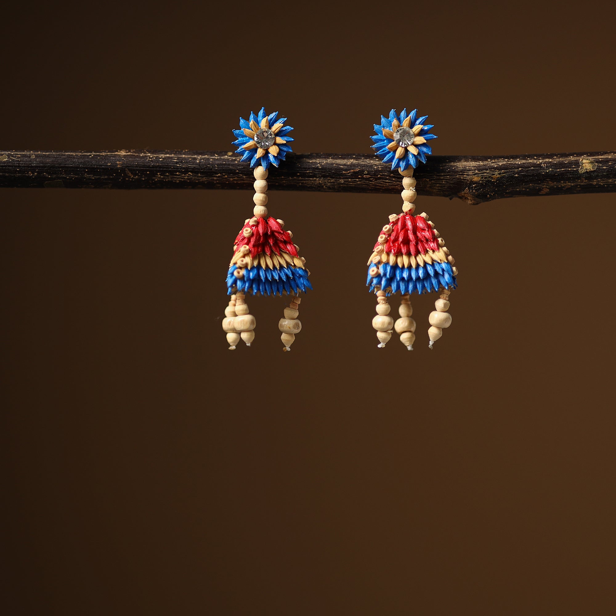 Multicolor Handcrafted Rice Paddy Earrings by Putul Das Mitra