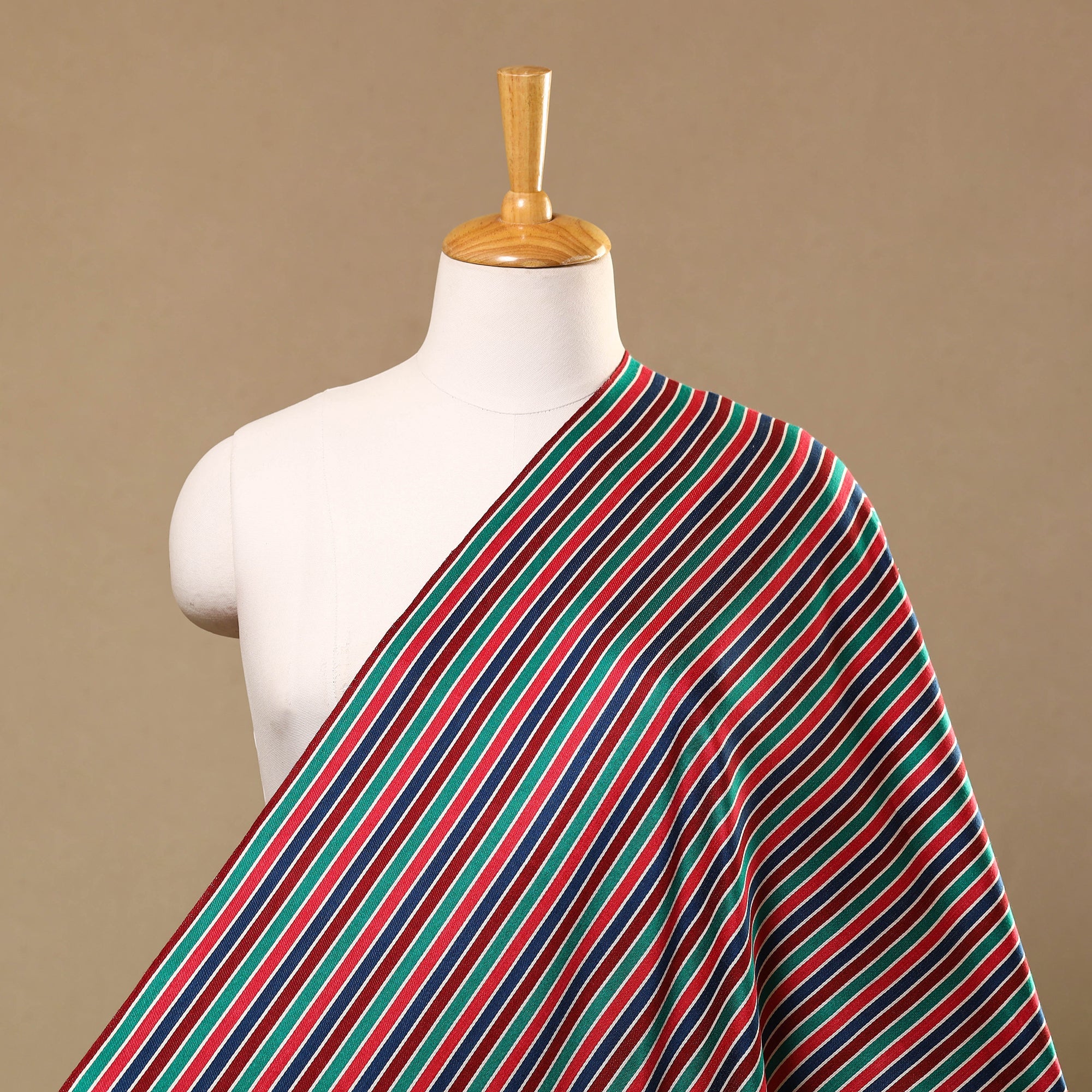 Multicolor Handloom Silk Cotton Mashru Fabric