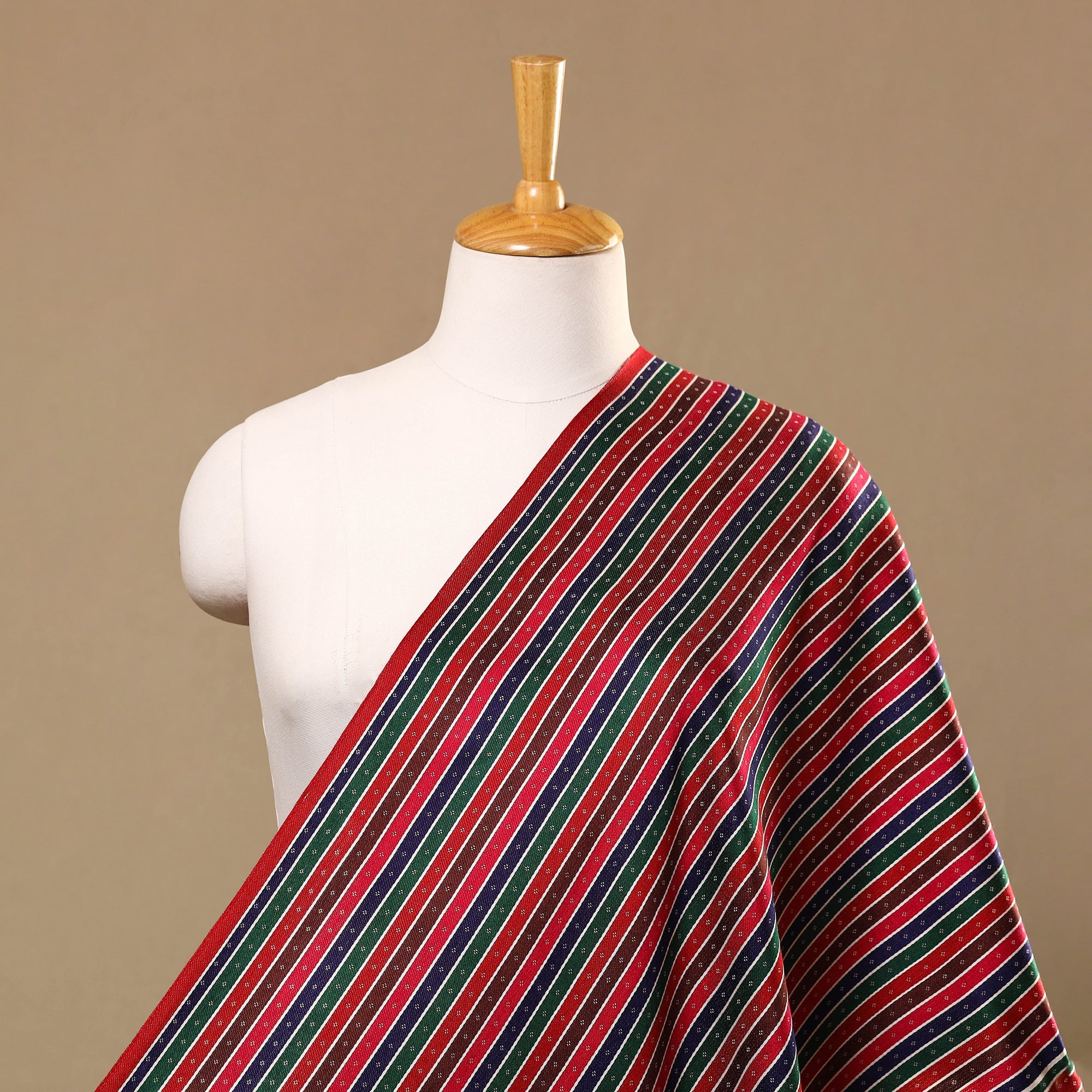 Multicolor Handloom Silk Cotton Mashru Fabric
