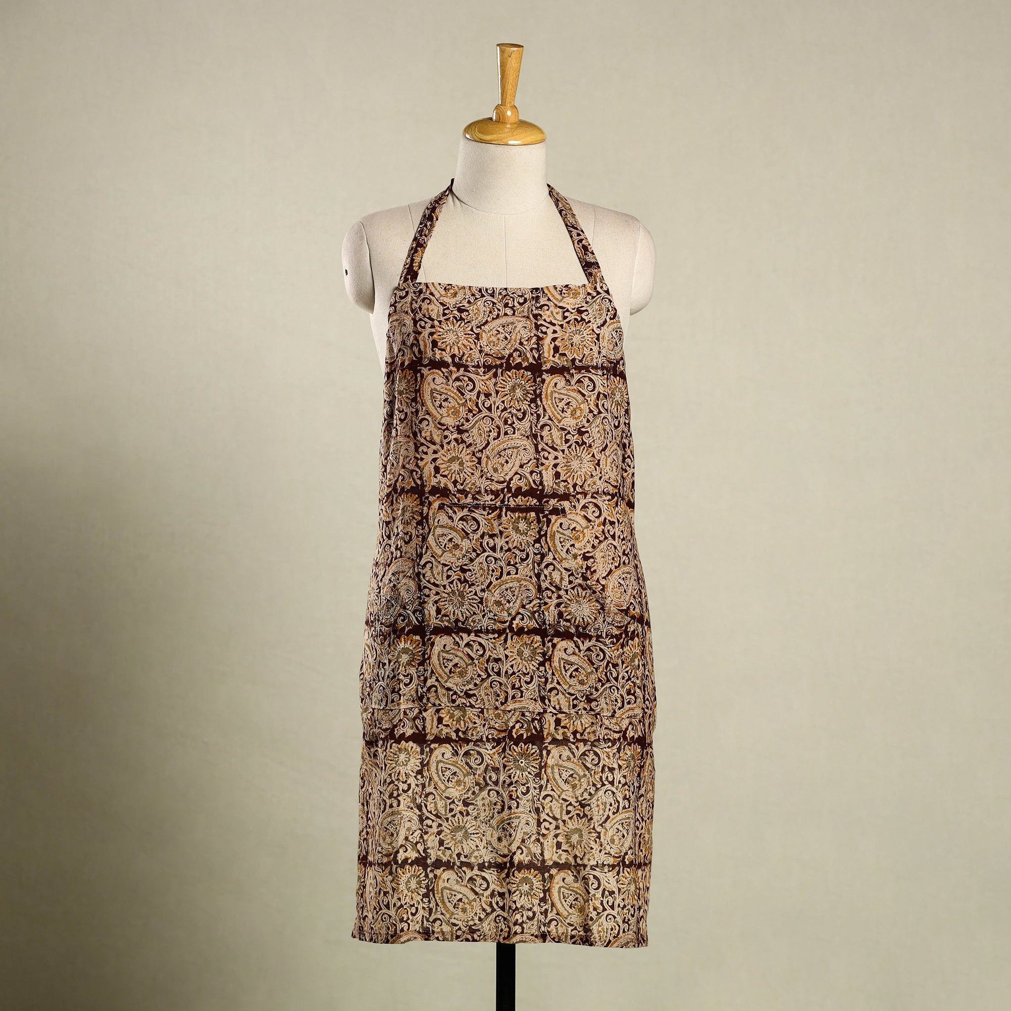 Multicolor Kalamkari Block Print Cotton Apron with Pocket