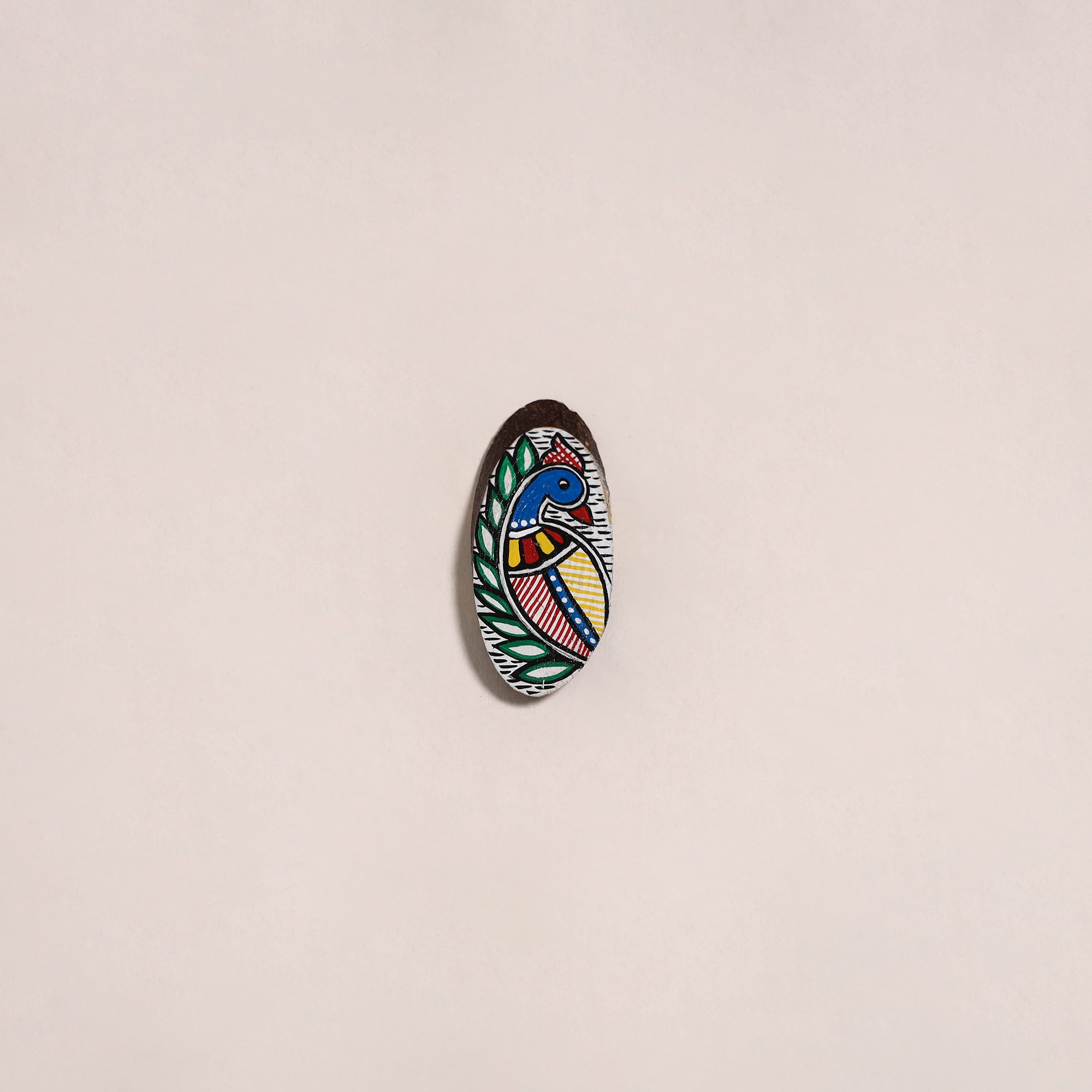 Multicolor Madhubani Handpainted Wooden Fridge Magnet