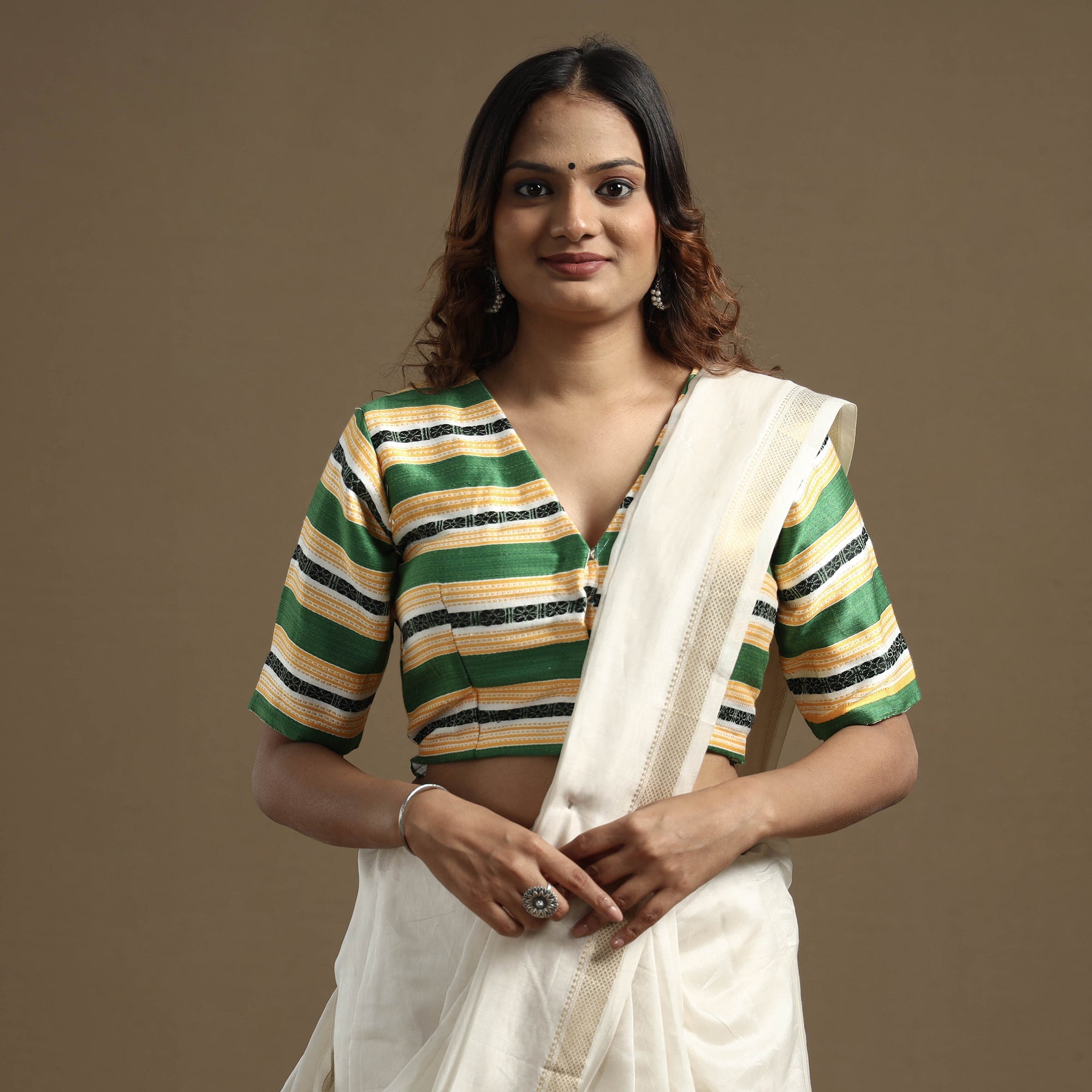 Buy Mashru Weave Pure Handloom Silk Stitched Blouse