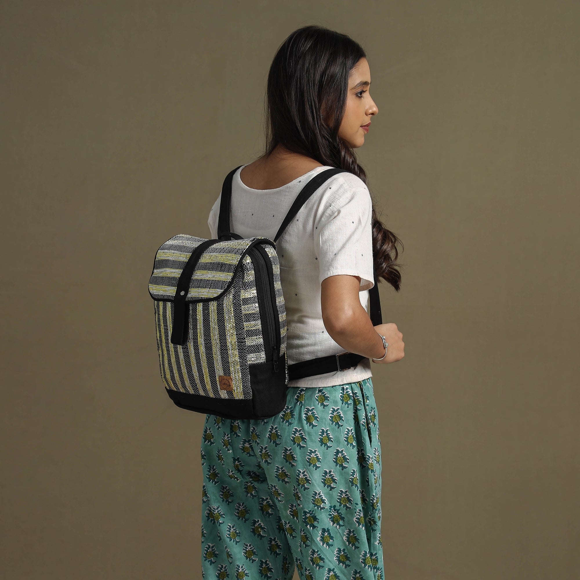 Multicolor Upcycled Weave Handcrafted Laptop Backpack