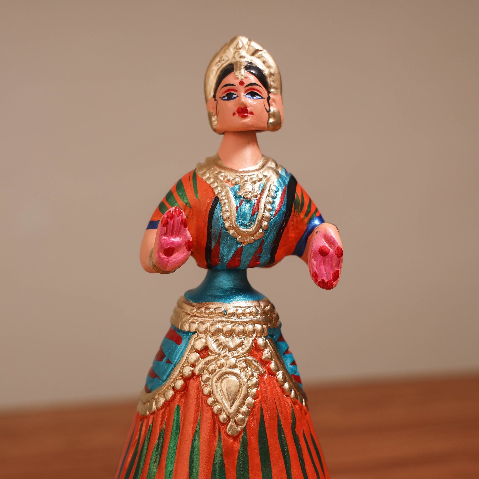 Orange Bobble Head Thanjavur Traditional Dancing Doll