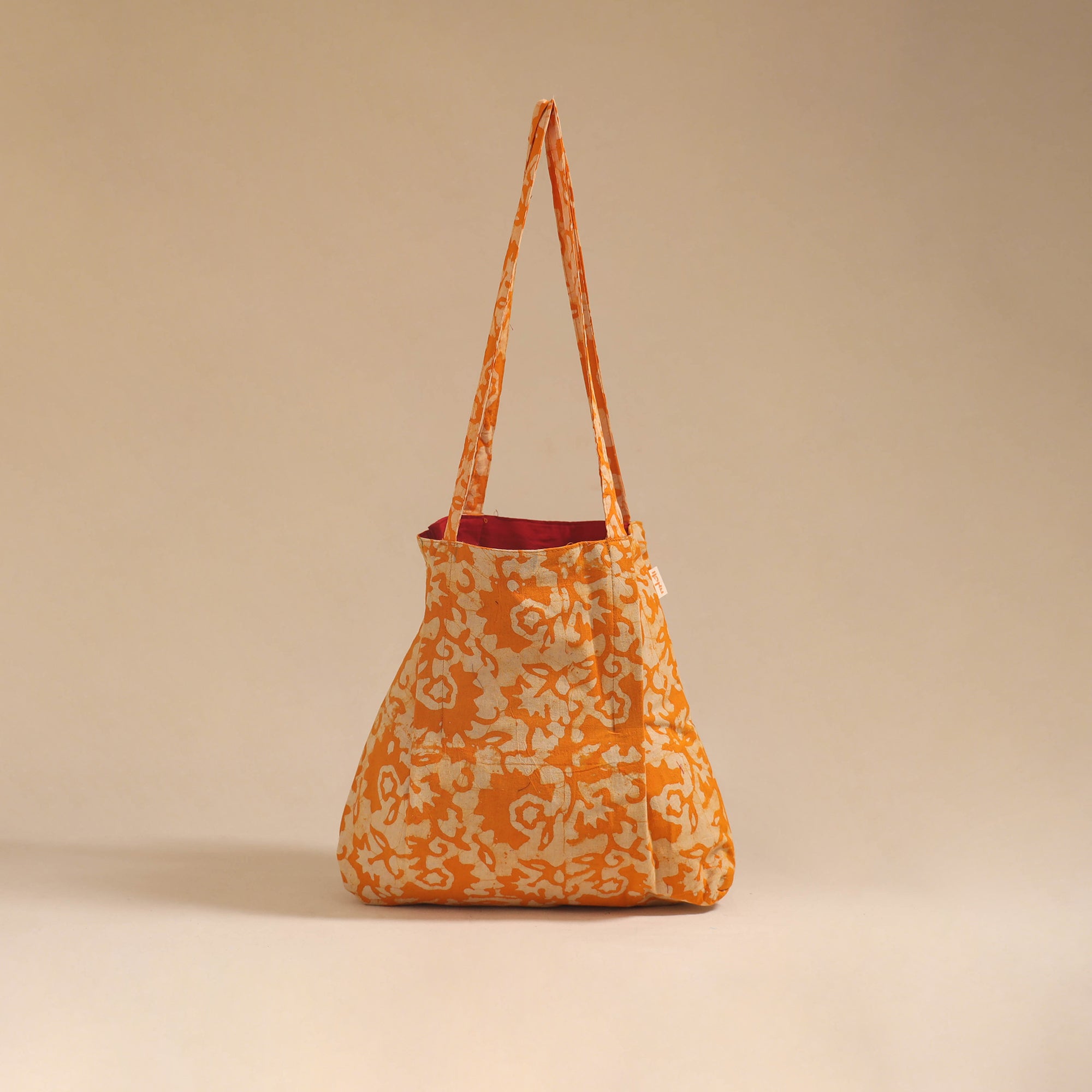 Orange Handcrafted Fabric Jhola Bag