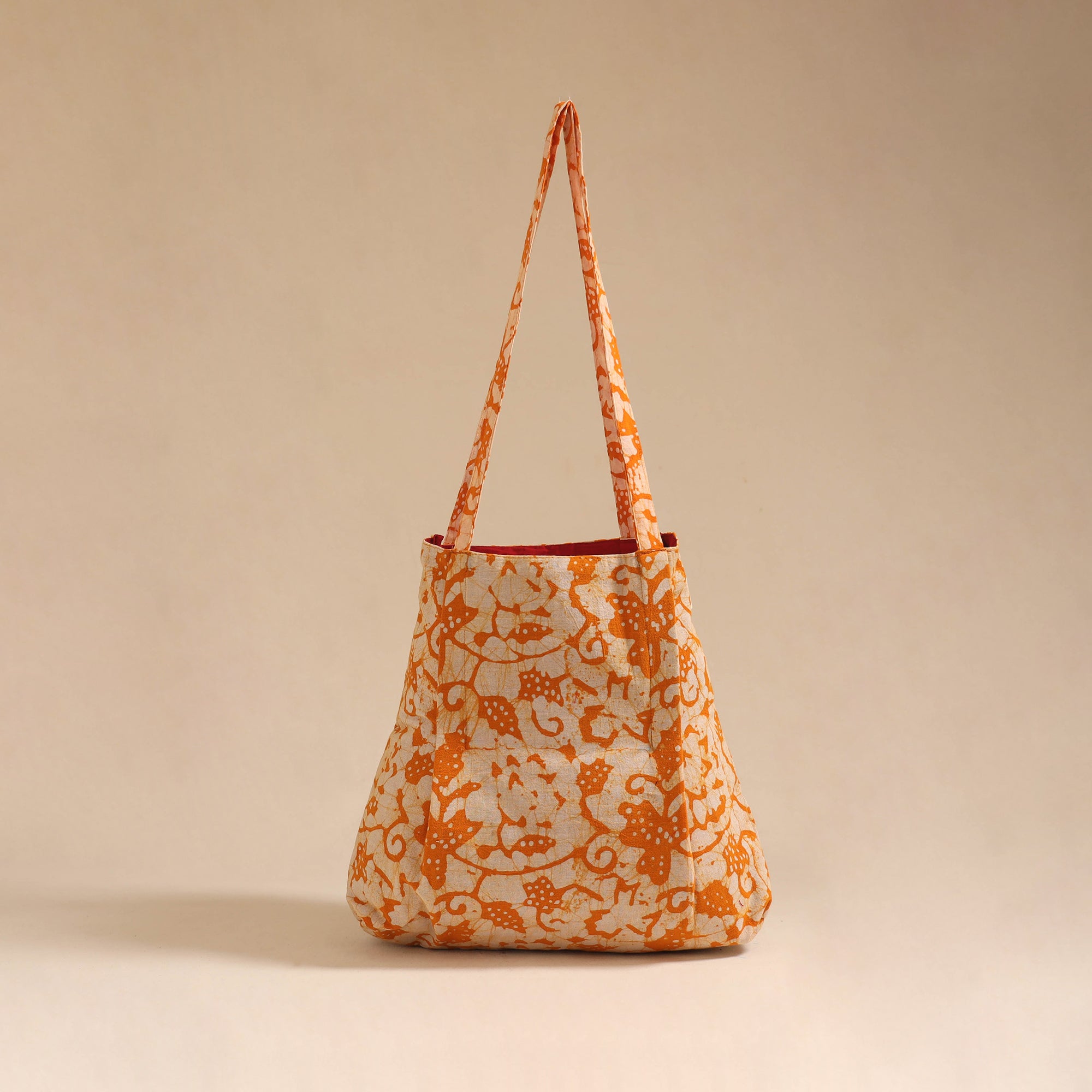 Orange Handcrafted Fabric Jhola Bag