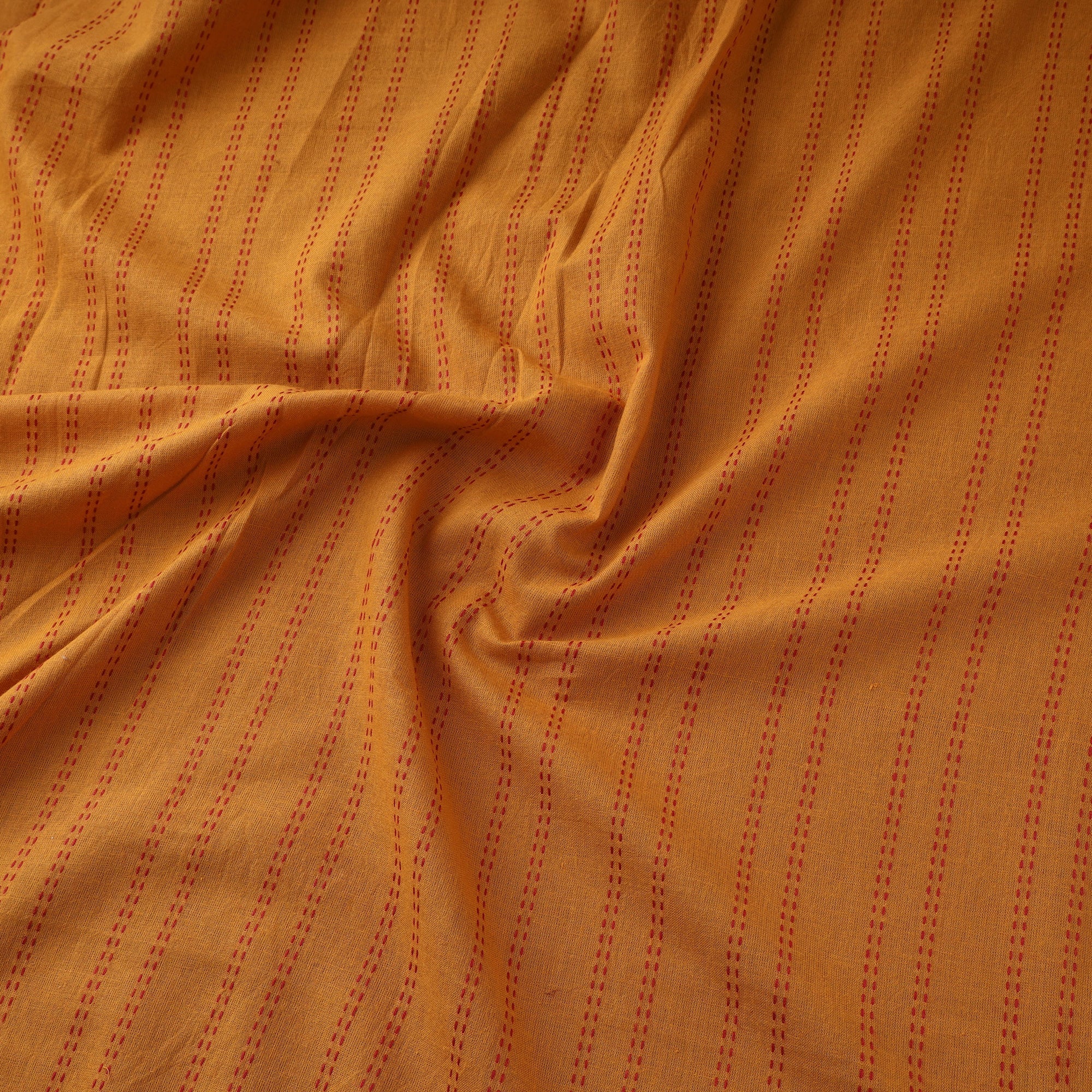 Orange Prewashed Cotton Jacquard Fabric