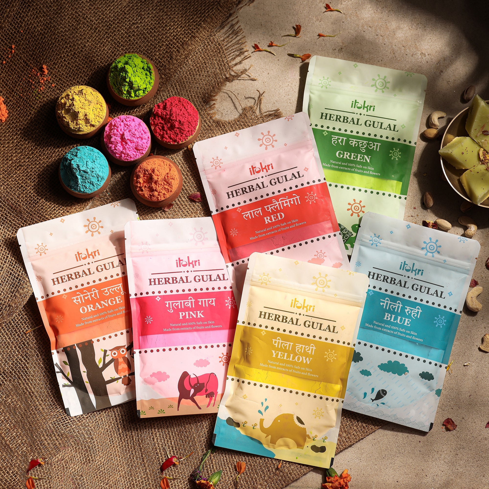 Organic Herbal Gulal Holi Colours Combo (100 grams each)