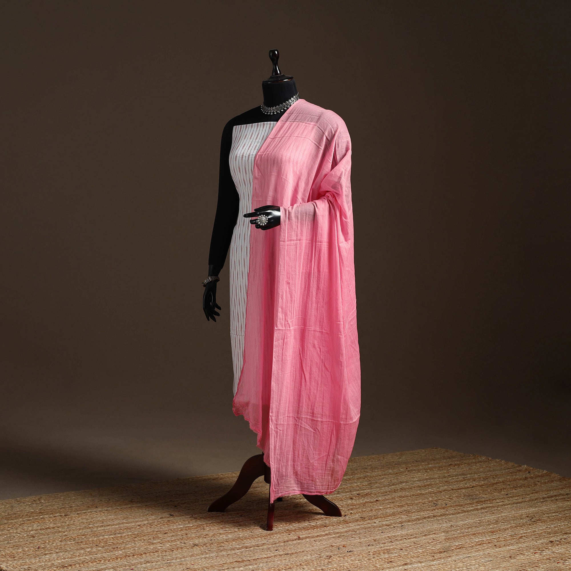 Pink Cotton Plain Dupatta