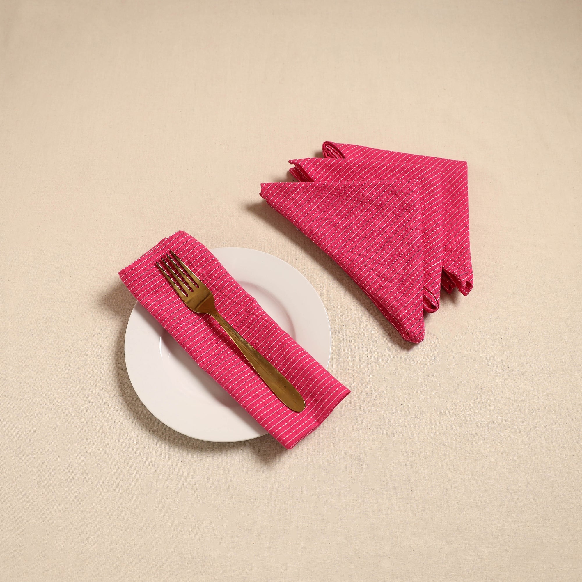 Pink Running Stitch Table Napkin (Set of 4)