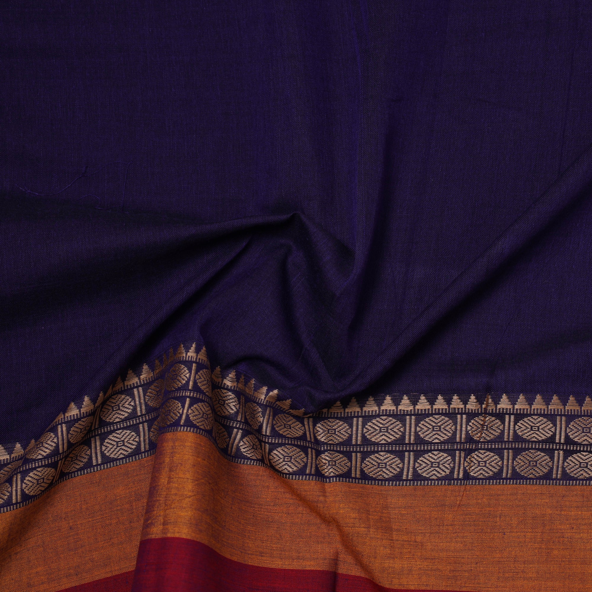 Purple Dharwad Cotton Fabric with Border