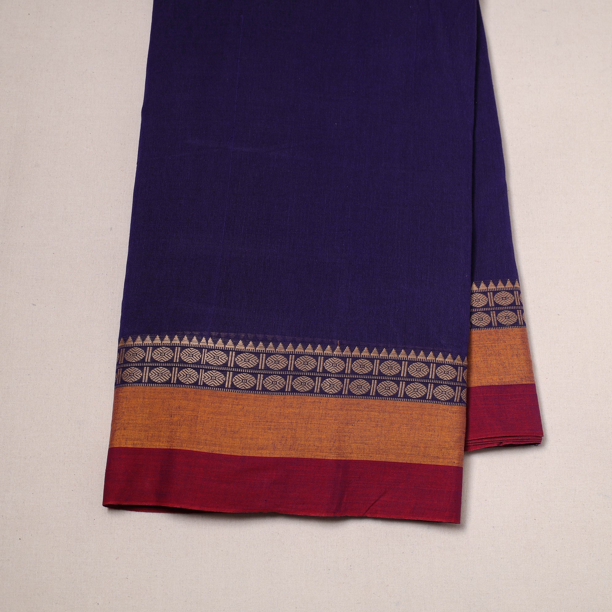 Purple Dharwad Cotton Fabric with Border
