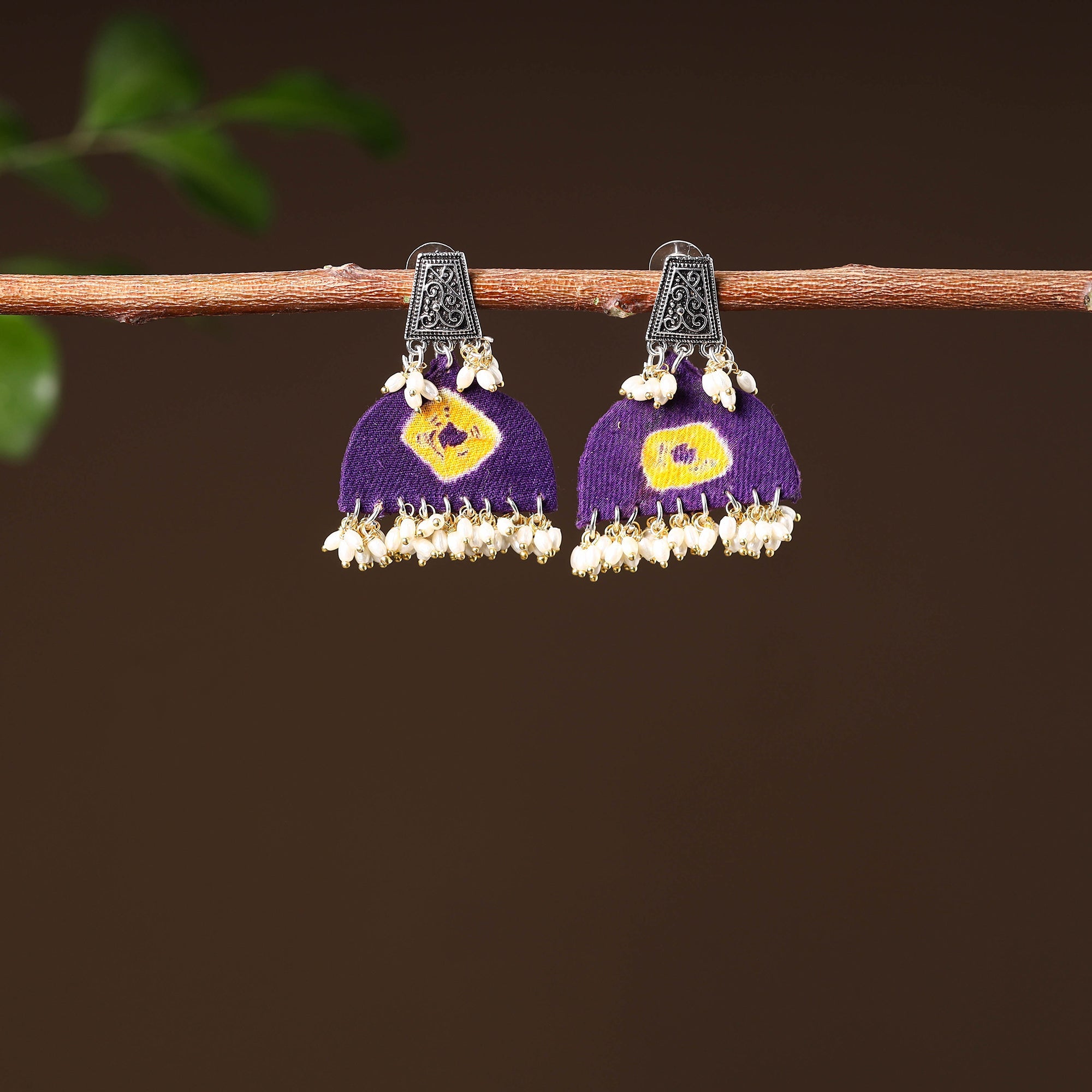 Purple Maheen Handcrafted GS Fabart Earrings