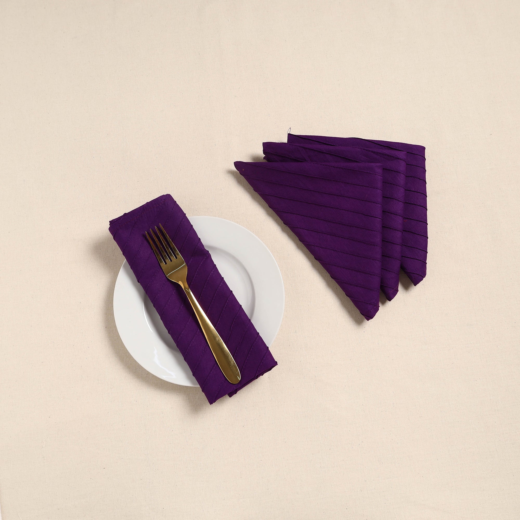 Purple Pintuck Plain Table Napkin