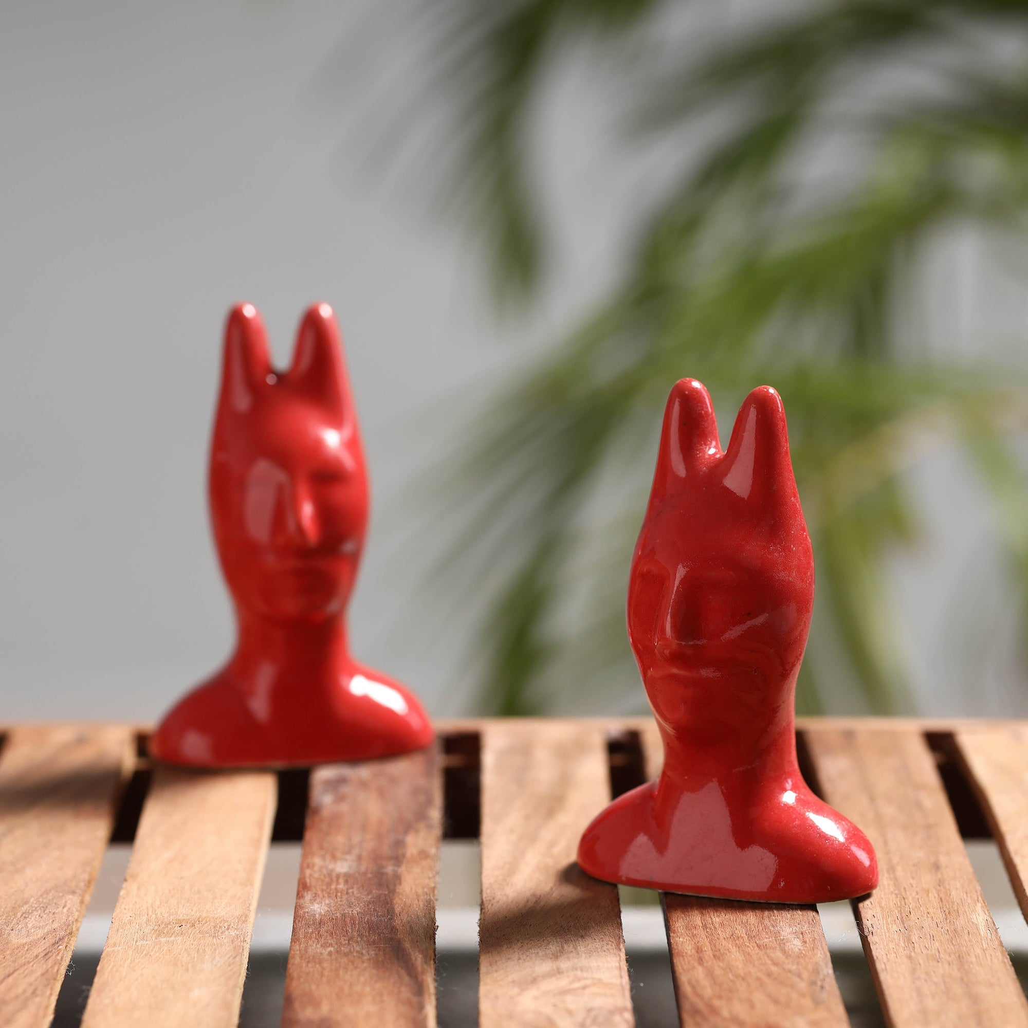 Red Handcrafted Ceramic Toys (Set of 2)