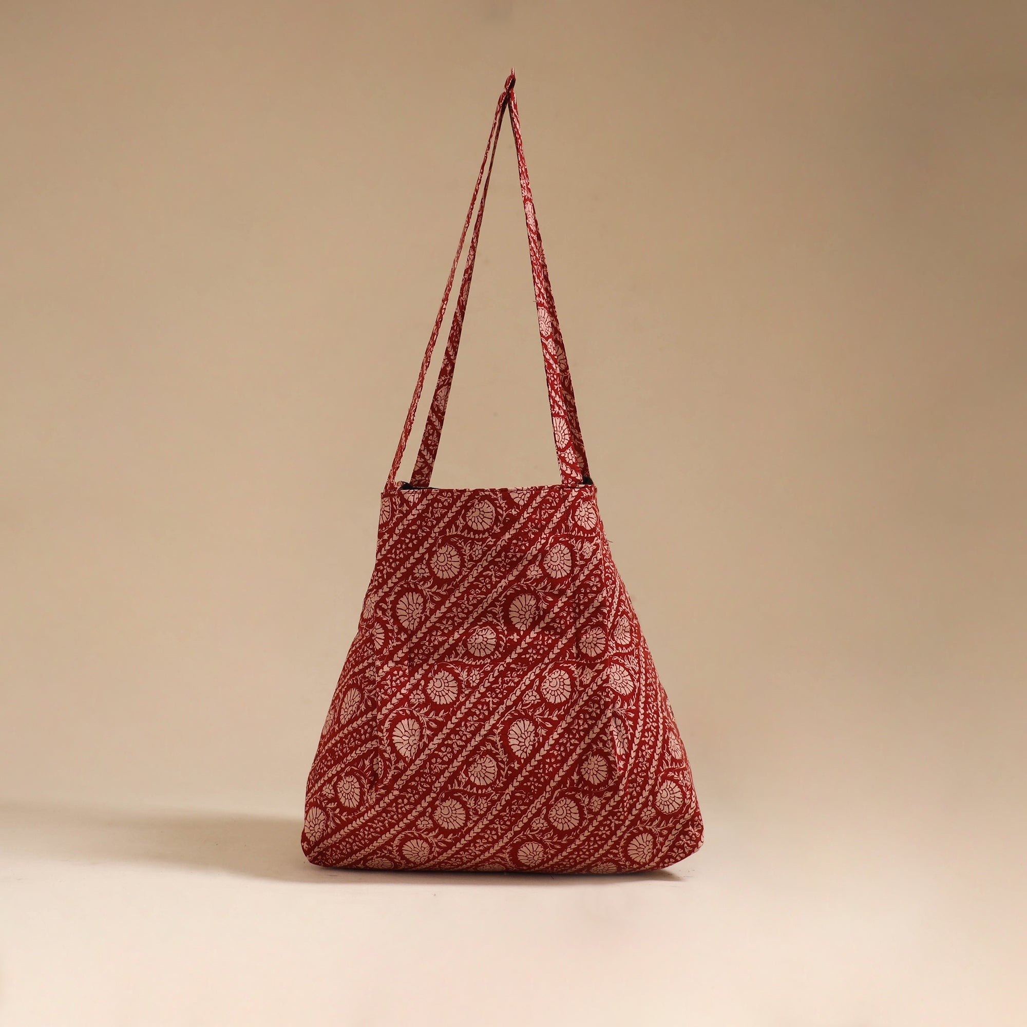 Red Handcrafted Fabric Jhola Bag
