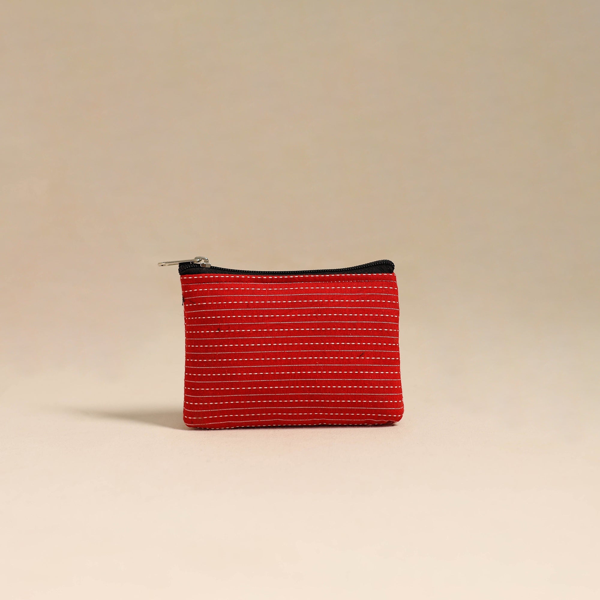 Red Handmade Quilted Cotton Coin Pouch Online in India