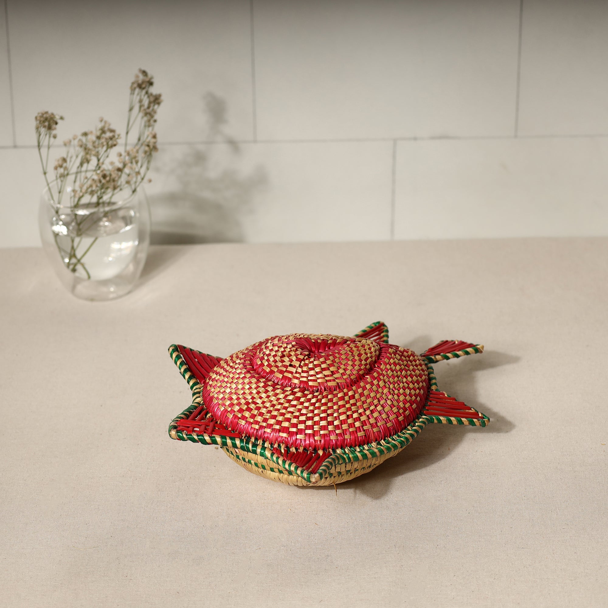 Sikki Grass Red Fish Decorative Multipurpose Box