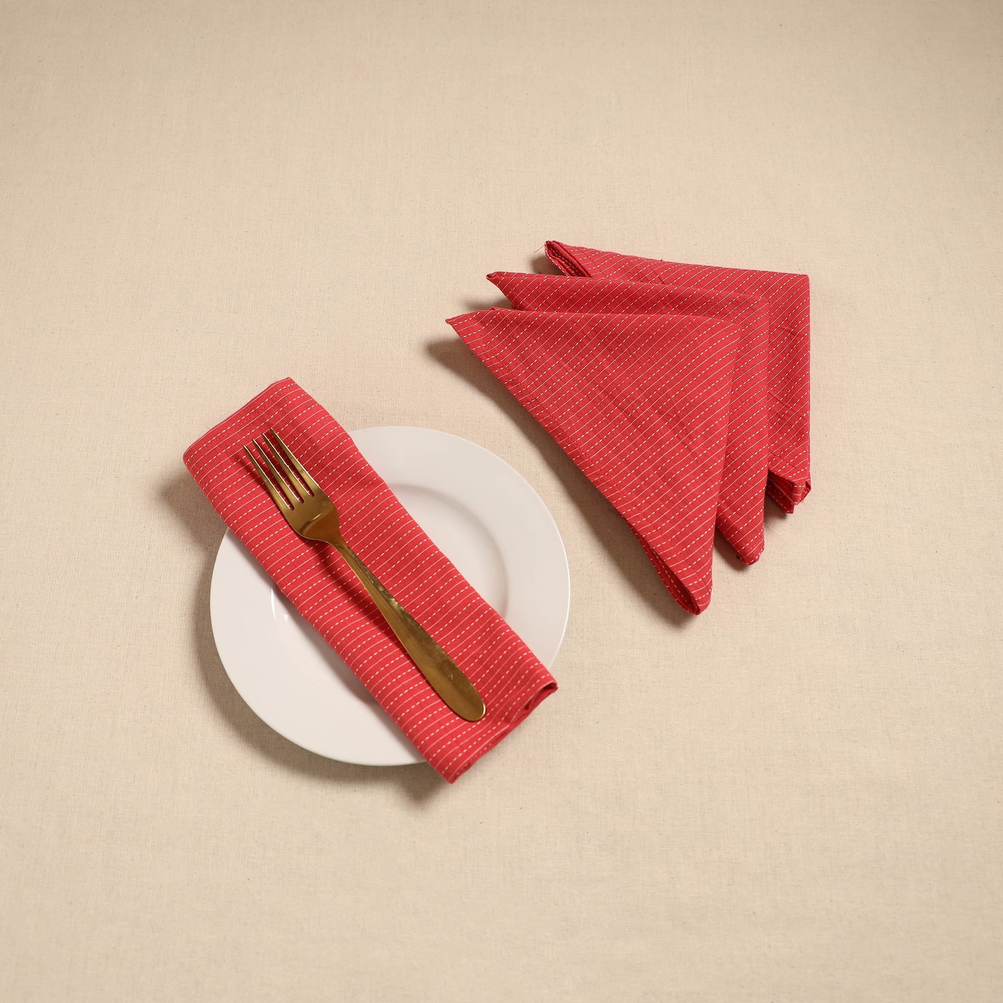Red Running Stitch Table Napkin (Set of 4)