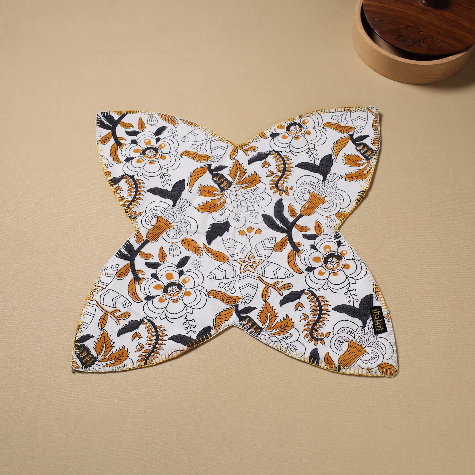 White Hand Embroidered Cotton Roti Napkin