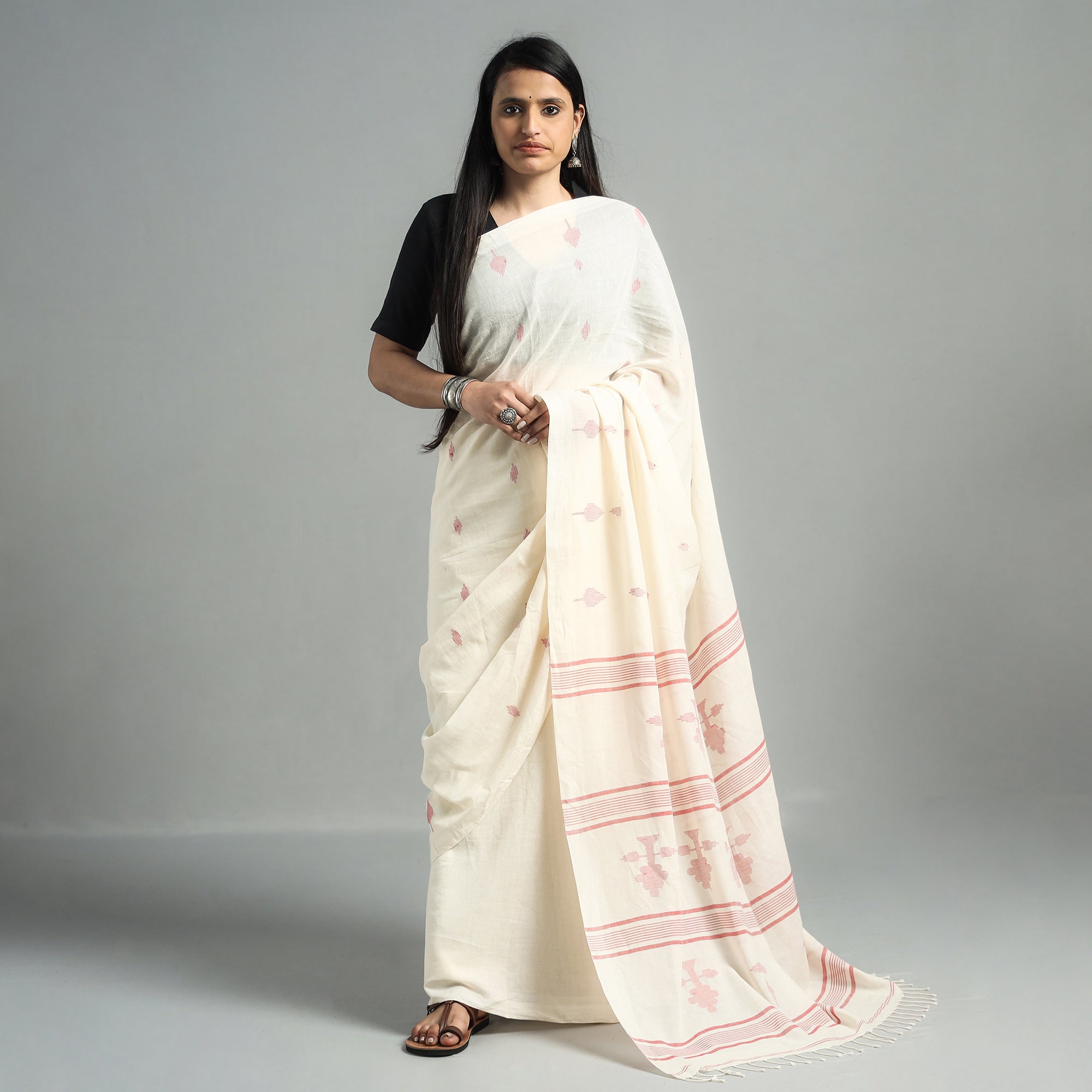 Handloom Cotton Phulia Jamdani Saree