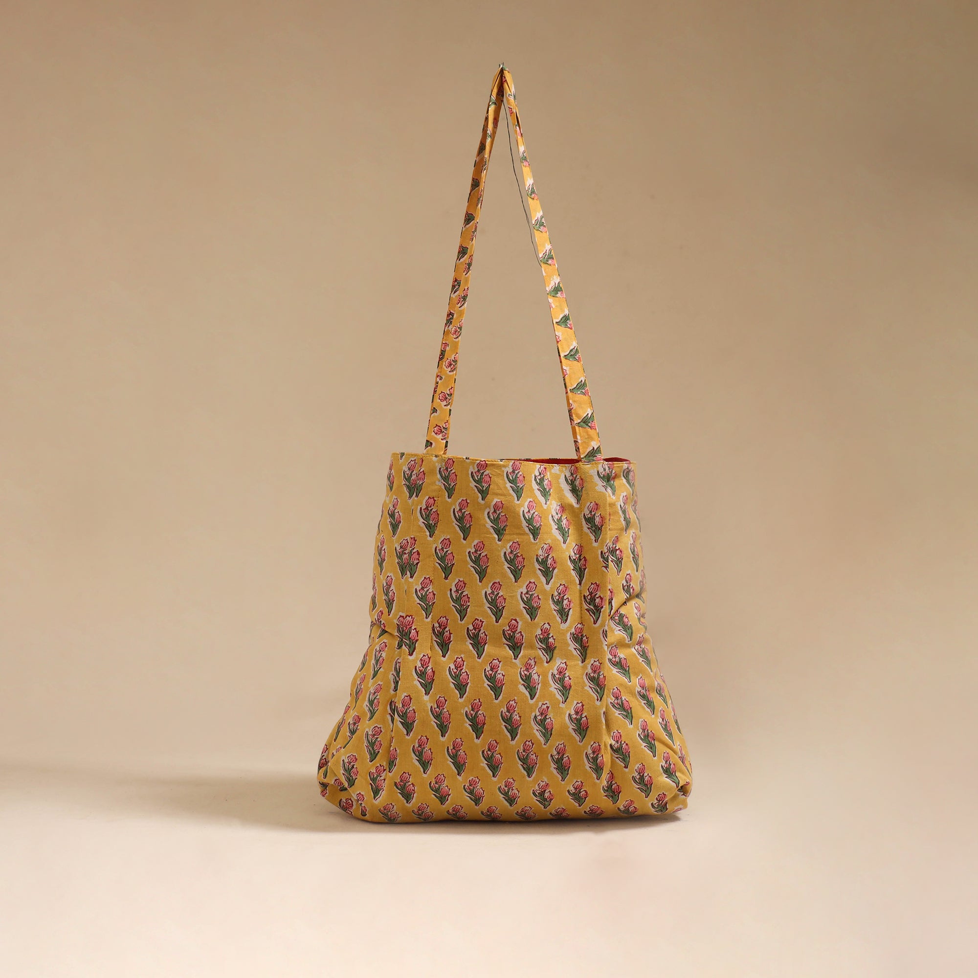 Yellow Handcrafted Fabric Jhola Bag