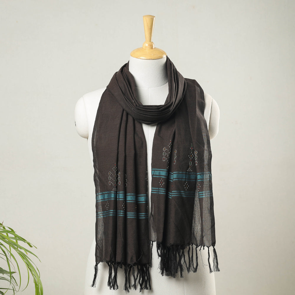 Buy Tangaliya Work Handwoven Cotton Stole with Tassels Online at iTokri ...