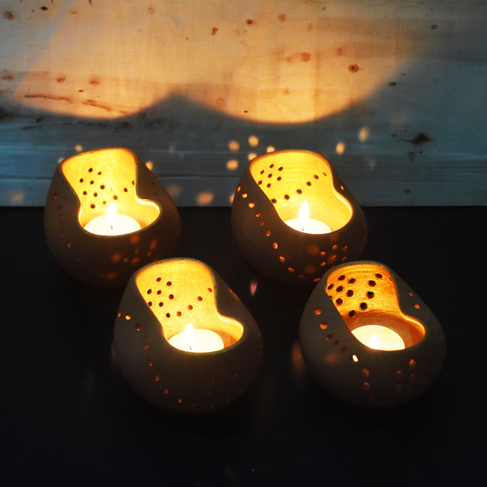 Buy Handcrafted Terracotta "Chirag" Tea Light Holder (Set Of 4) Online ...