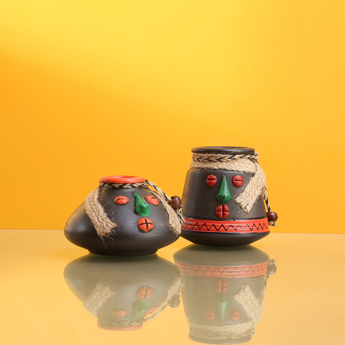 Buy 'Tribal Rustic Pot-Faces' In Terracotta with Jute Detailing Pots ...