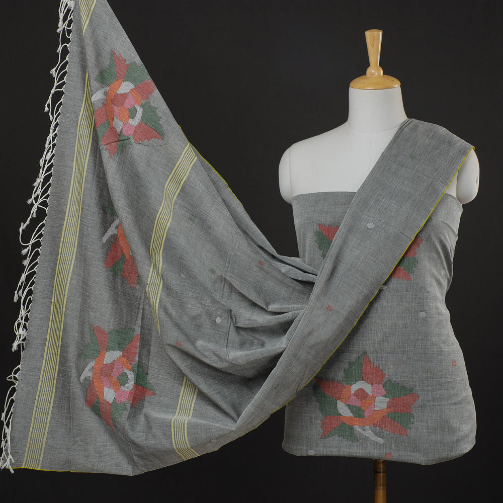 Buy 2pc Phulia Jamdani Weave Handloom Pure Cotton Suit Material Set ...